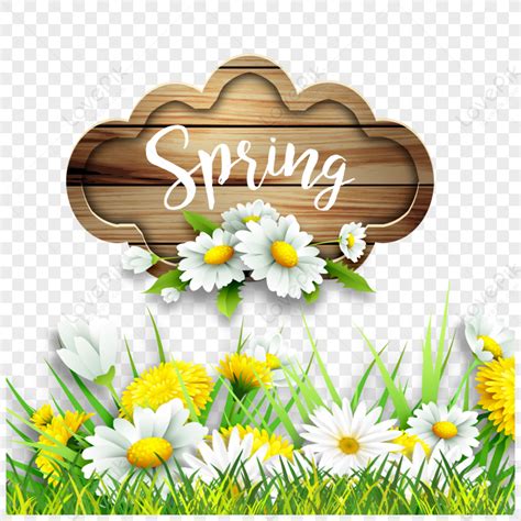봄 꽃 일러스트 나무 판자 잔디 테두리꽃들식물 Png 일러스트 무료 다운로드 Lovepik