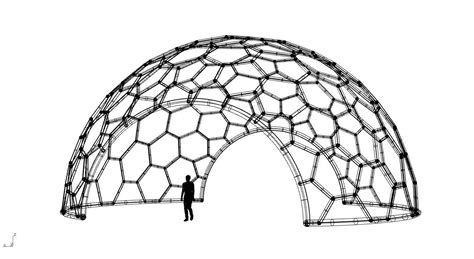 Hexagonal Dome Structure Geodesic Like Wireframe Design V2 3d Model Cgtrader