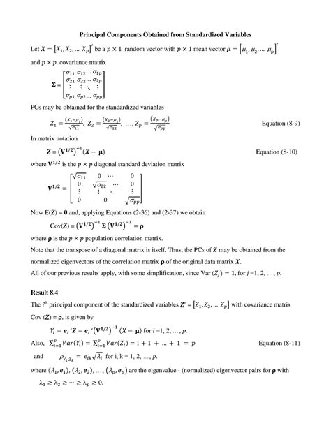 Principal Components Obtained From Standardized Variables ā 𝕝