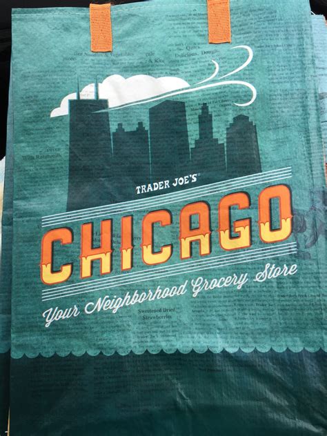 Trader Joes Reusable Grocery Tote Bag From Chicago Greetings From