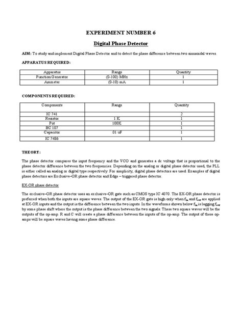Experiment Number 6 Digital Phase Detector Pdf Science And Mathematics Computers