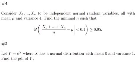 #4 Consider X1,…,Xn to be independent normal random | Chegg.com
