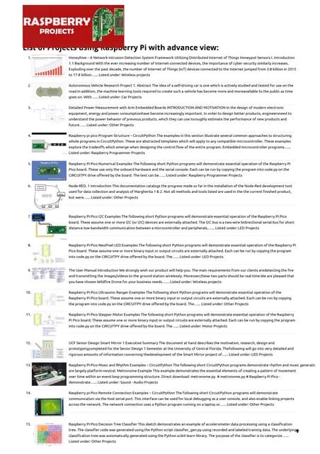 Advanced View Of Projects Raspberry Pi List Raspberry Pi Projects Pdf