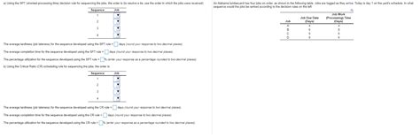 solved a using the spt shortest processing time decision