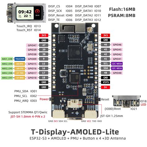 lilygo® t display amoled lite esp32 s3 development board 1 47 inch