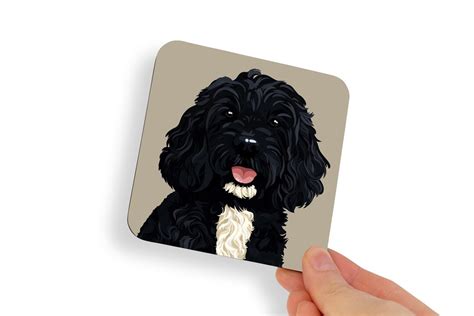 Cockapoo Black And White Tuxedo Dog Coaster Cocker Spaniel Poodle Mix