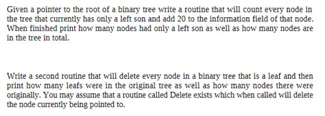 Solved Given A Pointer To The Root Of A Binary Tree Write A Chegg