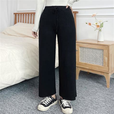 티앤티지스토어 골지 와이드 니트 팬츠 무지 바지 밴딩 여성 편한바지 캐주얼 편한