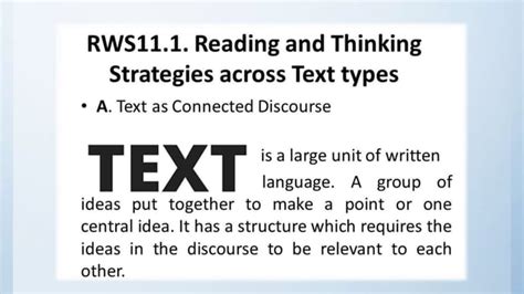 Written Text As A Connected Discourse PPTX Books And Literature