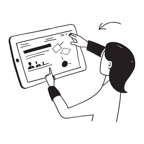 Person Analyzing Data On Abstract Glossy Tablet Concept As A Person