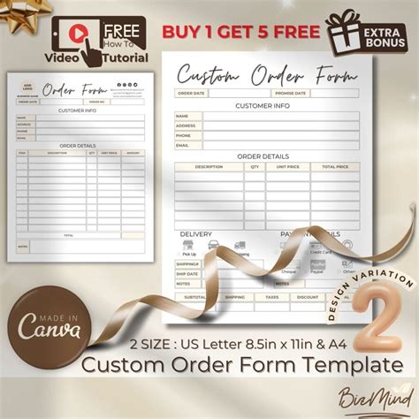 Custom Order Form Template Earn With Design