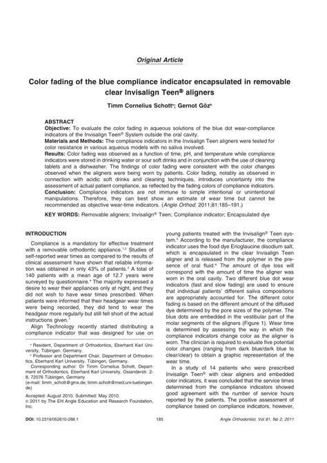 Pdf Color Fading Of The Blue Compliance Indicator Encapsulated In