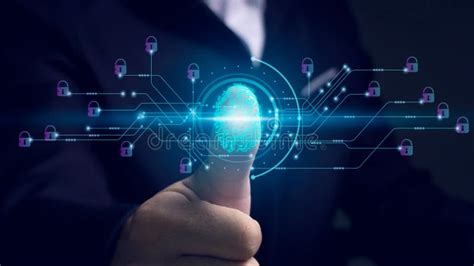 Businessman Login With Fingerprint Scanning Technology Fingerprint To Identify Personal