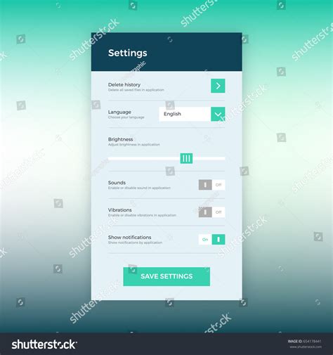 Settings Ui App Design Vector Illustration Vector De Stock Libre De Regalías 654178441