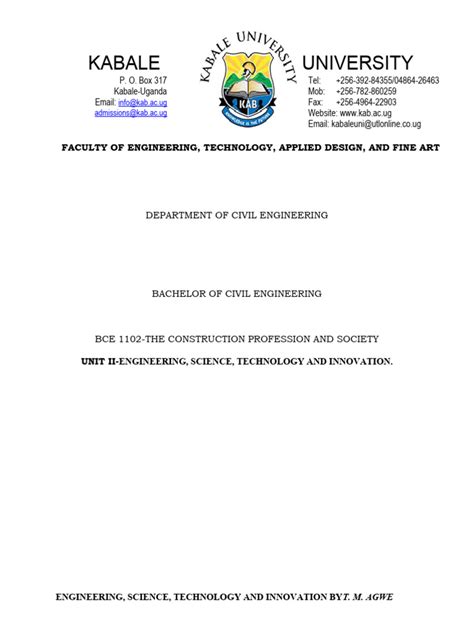 Bce1102 Unit Ii Notes Engineering Science Technology And Innovation