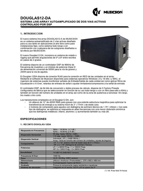 Altavoces Line Array Douglas 12 Pdf Altoparlante Ingenieria Eléctrica