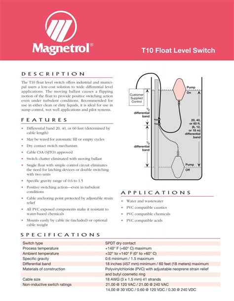 44 121 T10 Float Level Switch Magnetrol International