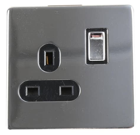 PELB1130 Pro Elec SWITCHED SOCKET 1G DP P CHROME SCREWLESS