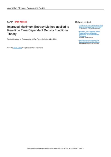 Pdf Improved Maximum Entropy Method Applied To Real Time Time