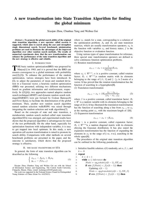 A New Transformation Into State Transition Algorithm For Finding The