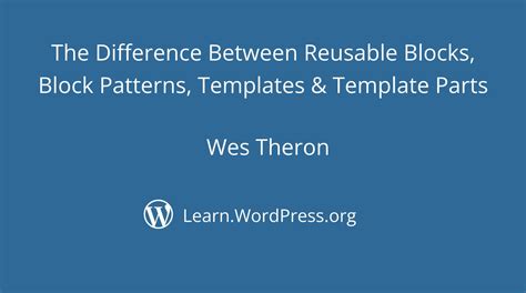 the difference between reusable blocks block patterns templates and