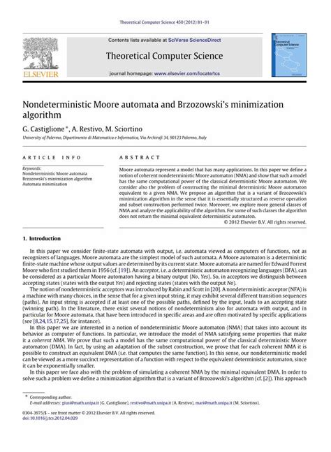 pdf nondeterministic moore automata and brzozowski s minimization