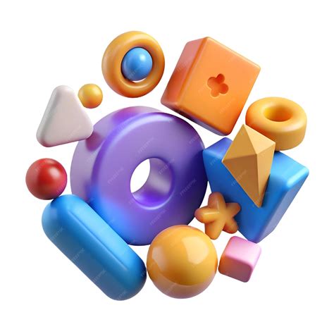 A Vibrant Cluster Of 3d Geometric Shapes Rendered In Playful Colors And