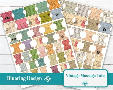 Vintage Message Tabs Digital Junk Journal Printable Etsy