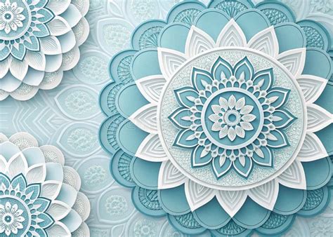 Contemporary 3d Wallpaper With Floral Mandala Elements And Layered