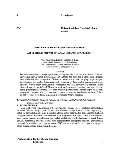 Mc Pi 1 Pertumbuhan Dan Perubahan Struktur Ekonomi Pdf