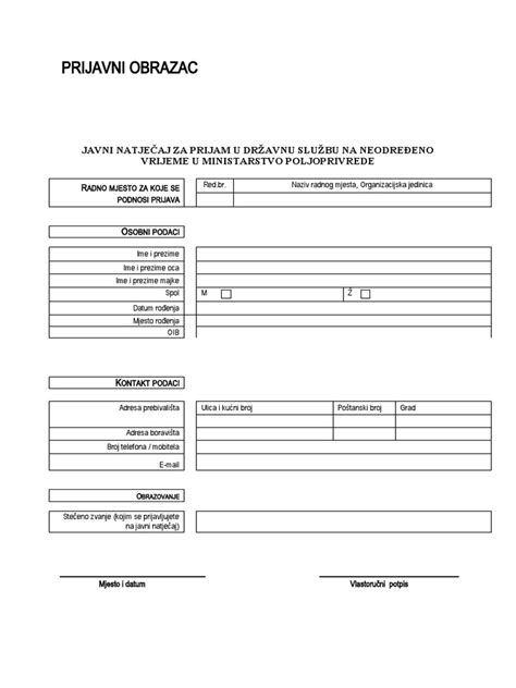 Prijavni Obrazac Pdf