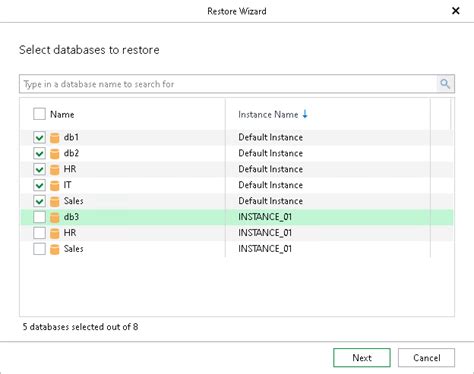 Step 2 Select Databases Veeam Backup Explorers Guide