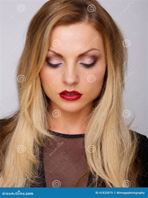 Female Fashion Model With Red Lipstick Stock Image Image Of Glamor