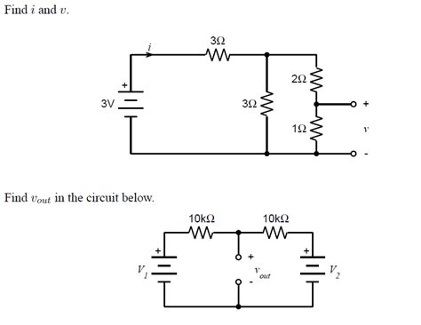 solved find i and v find vout in the circuit below