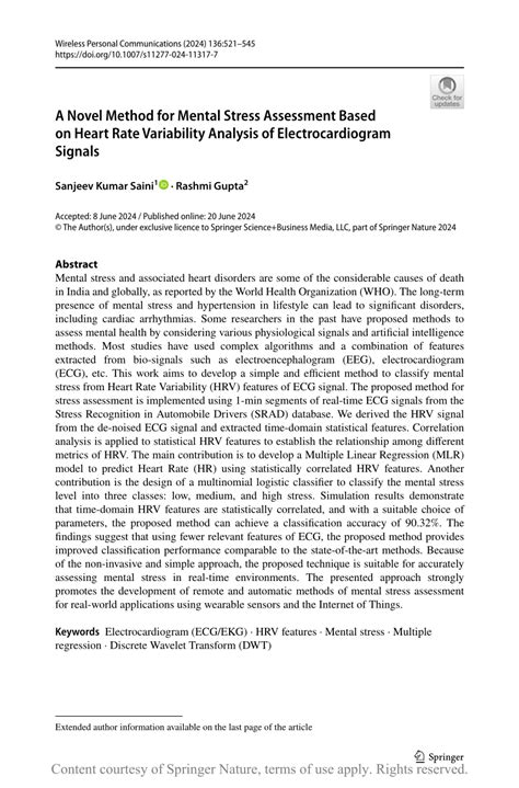 A Novel Method For Mental Stress Assessment Based On Heart Rate Variability Analysis Of
