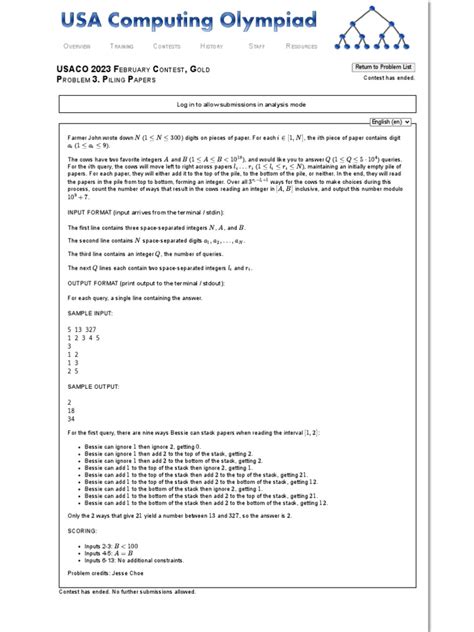 Usaco Problem December 2022 Pdf