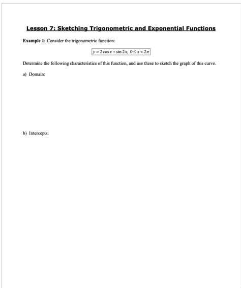 Solved Lesson 7 Sketching Trigonometric And Exponential