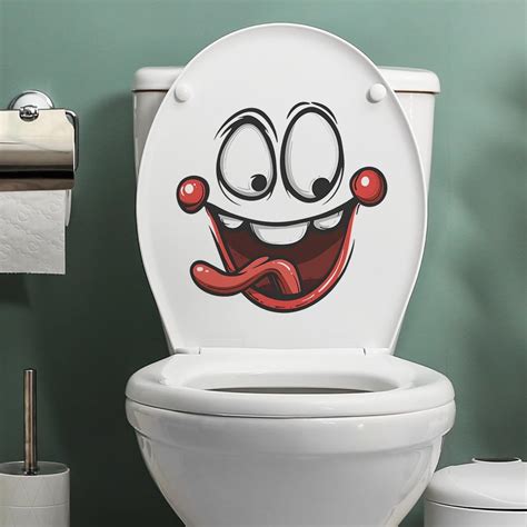 Mefoss 4pcs Funny Toilet Stickers Bathroom Seat Decal Toilet Lid Decals Peel And