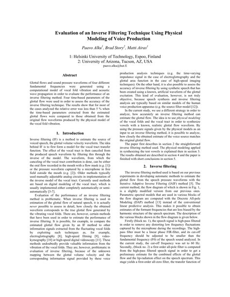 pdf evaluation of an inverse filtering technique using physical