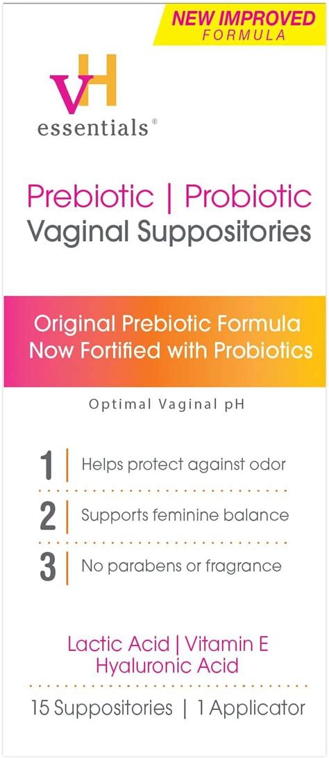 Vh Essentials Prebiotic And Probiotic Vaginal Suppositories Ph Balance