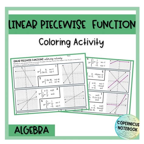 Linear Piecewise Functions Coloring Activity By Copernicusnotebook