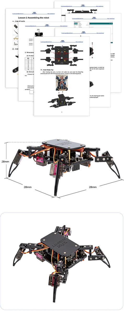 acebott qd020 esp8266 kit de robot araña biónico cuadrúpedo con arduino