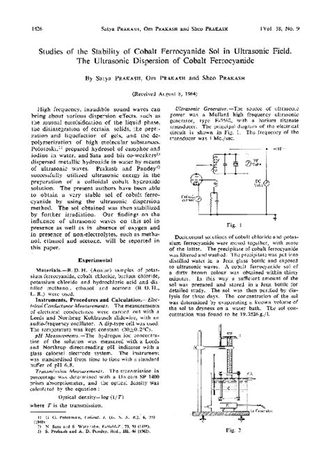 Pdf Studies Of The Stability Of Cobalt Ferrocyanide Sol In Ultrasonic
