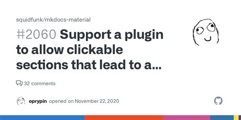 Support A Plugin To Allow Clickable Sections That Lead To An Index Page