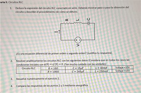 Solved Arte Ii Circuitos Rlcdeduce La Expresi N Del Chegg Com