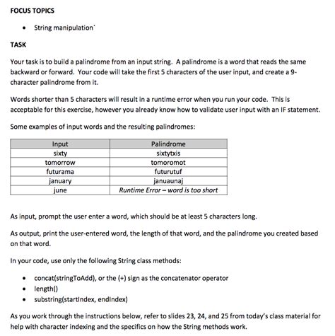 Solved Focus Topics • String Manipulation Task Your Task Is