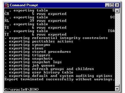Running Oracle Export For Database Backup