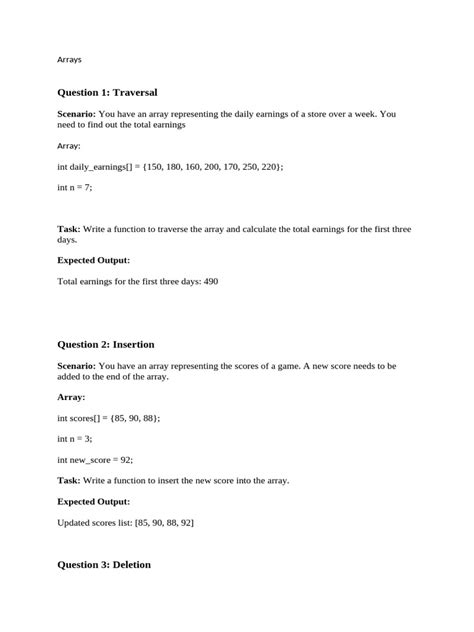 questions arrays linkedlists pdf computer data computing