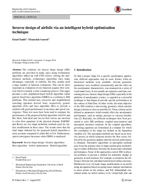 Pdf Inverse Design Of Airfoils Via An Intelligent Hybrid Optimization