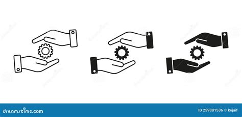 hand with gear vector icon symbols associated with configure engineer
